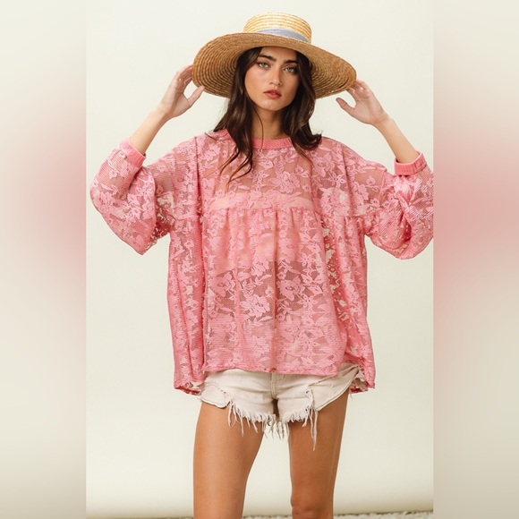 BiBi | Tops | Bibi Floral Lace Long Sleeve Top | Poshmark